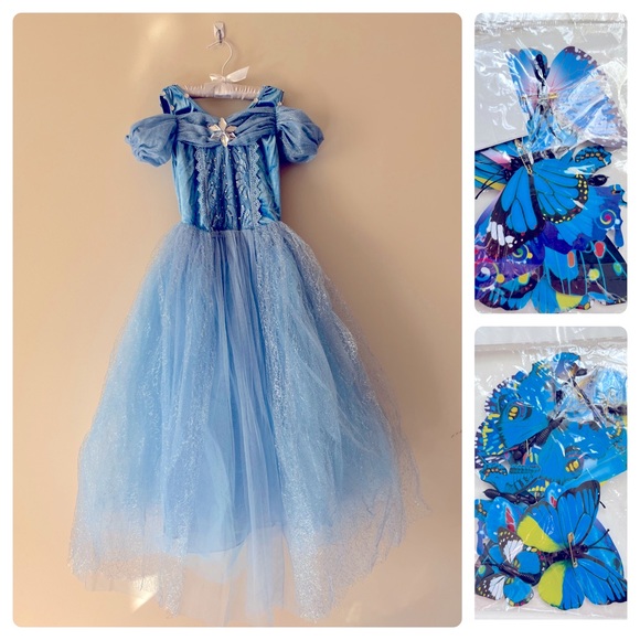 Costumes | Light Blue Princess Dress With Butterflies Eu Size 14us 1011 ...
